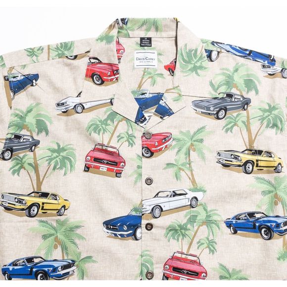 David Carey | Shirts | David Carey Mustang Hawaiian Shirt Mens 2x Car ...